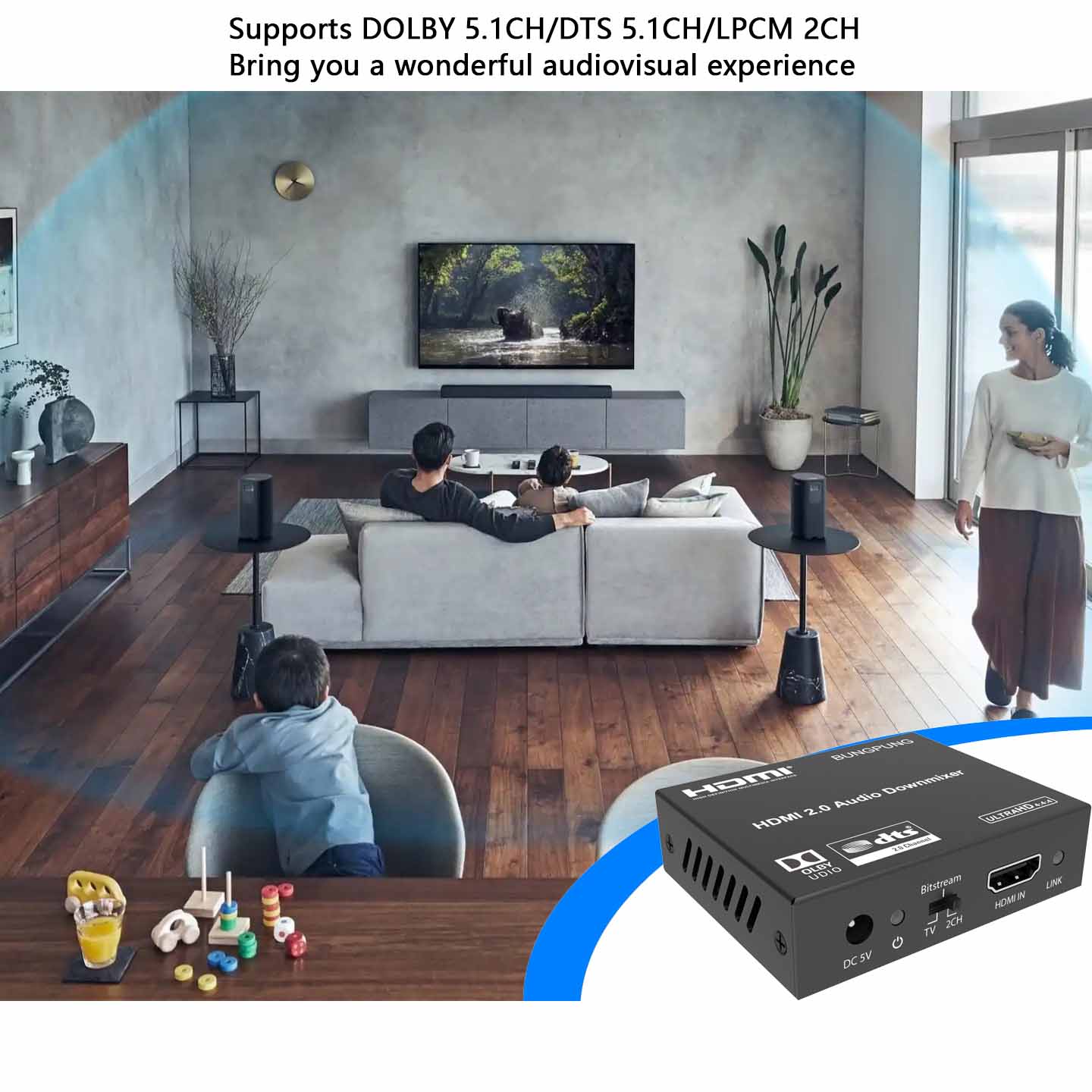 4K HDMI Audio Extractor Downmixer Dolby DTS Decoder-BUNGPUNG